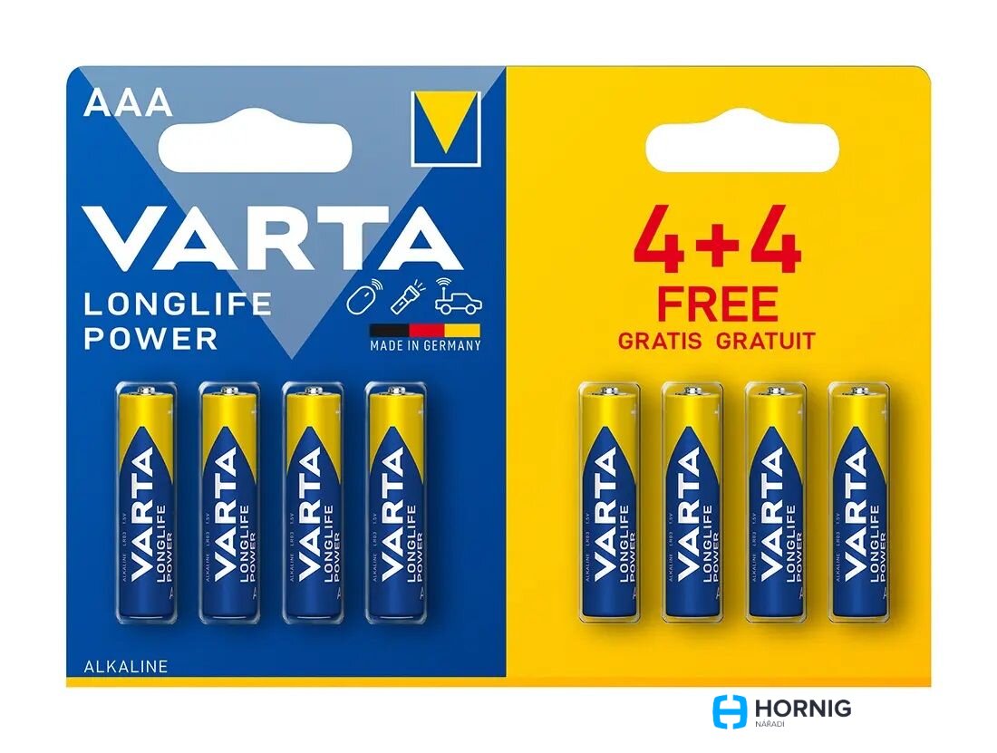 VARTA batéria alkalická Longlife Power AAA, LR03, tužková, súprava 8ks ...